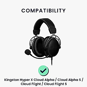 kwmobile Ear Pads Compatible with Kingston Hyper X Cloud Alpha/Cloud Alpha S/Cloud Flight/Cloud Flight S Earpads - 2X Replacement for Headphones - White