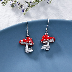 Frog Mushroom Earrings S925 Sterling Silver Cute Mushroom Dangle Earrings Mushroom Earrings Jewelry Gifts for Women