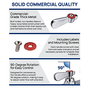 Sepaitek Commercial Faucet Handle Replacement Sink Faucet Handles 3-inch Hot/Cold Faucet Wrist Handle Kit,Suitable for Commercial Kitchen Faucets(Red)