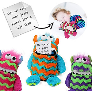 Worry Monster Soft Plush Toy Pink and Green Childrens Write Down Your Worries Cuddly Toy Gosh! Designs 9”