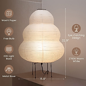 Nogy Noguchi Lamp • Japanese Lamp • Floor Paper Lamp • Rice Paper Floor Lamp • Akari Lamp • Chinese Lantern • Lampara de Pie para Sala • Japandi Style Lamp