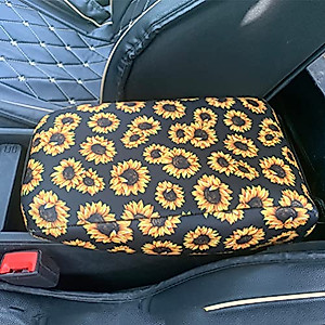 RANXIZY Sunflower Neoprene Center Console Cover Armrest Pad for Jeep Wrangler,Sunflower Car Accesory for Jeep