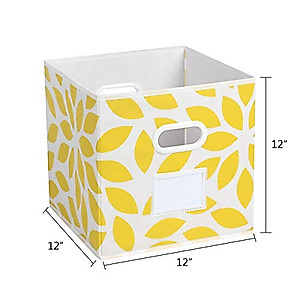 MAX Houser Fabric Storage Bins Cubes Baskets Containers with Dual Plastic Handles for Home Closet Bedroom Drawers Organizers, Flodable, Set of 6 (Yellow)