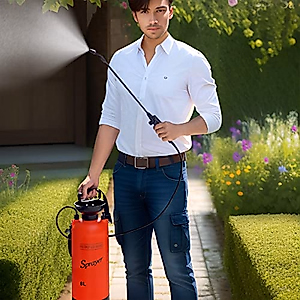 CLICIC Lawn and Garden Portable Sprayer - 2 Gallon - Pump Pressure Sprayer Includes Shoulder Strap