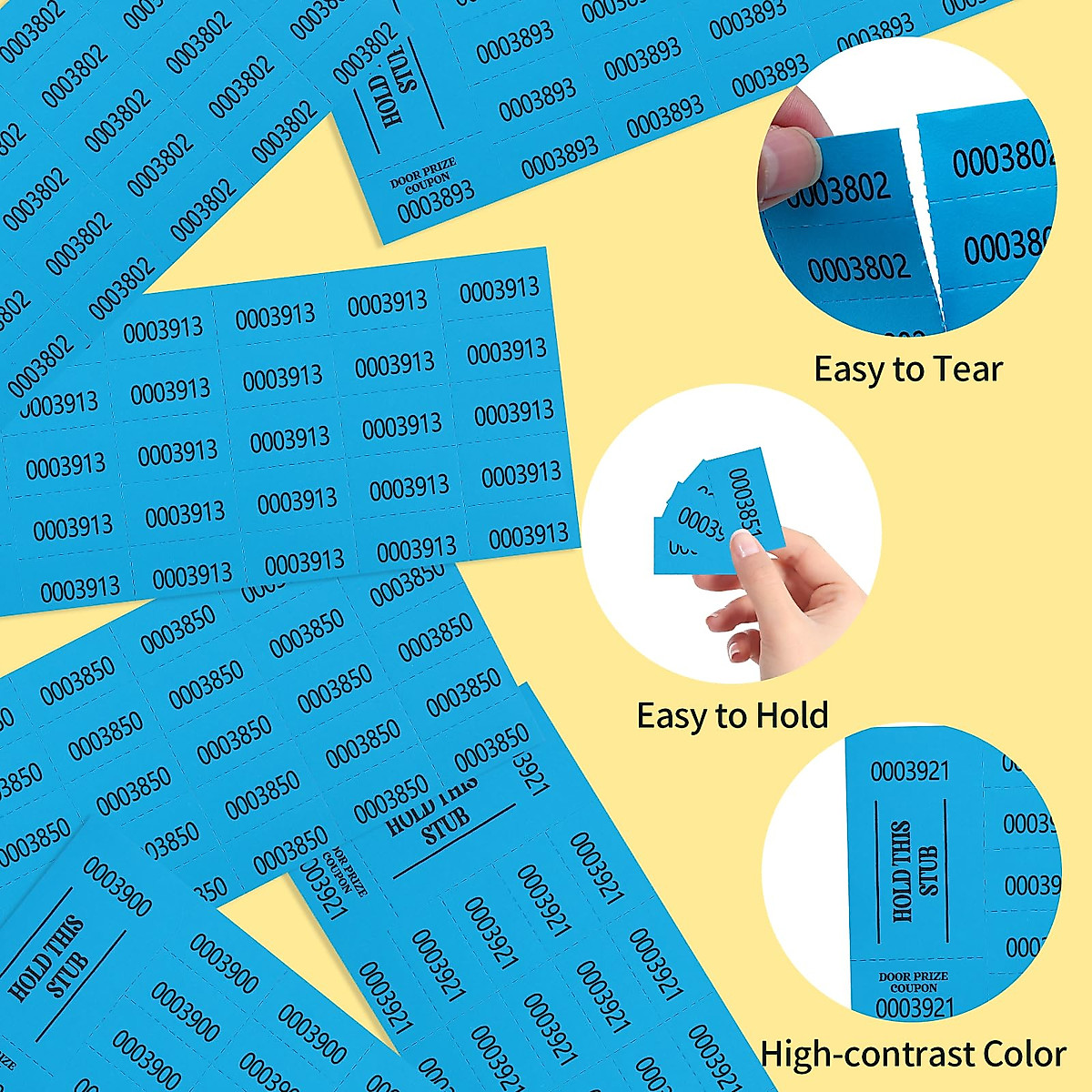 200 Pieces Basket Tickets Auction Chinese Ticket Raffle Tickets Sheets Blue 4"×9" 200 Numbers for Drink Door Prize Fundraiser Silent Carnival Penny Auction Events (200)
