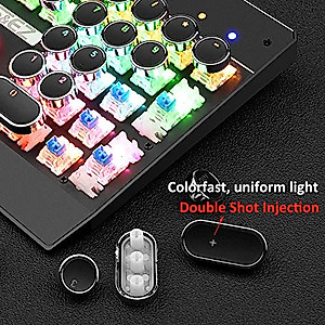 MRDARCY Double Shot Injection Plating Retro Punk ABS Pattern Shine Through Keycap Set for 104/87/61/60 Gaming Mechanical Keyboard (Black)