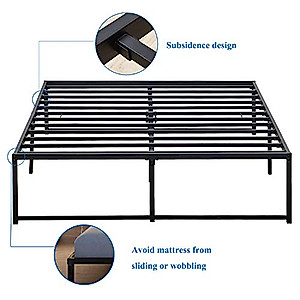 VECELO 14" Platform Bed Frame/Mattress Foundation/No Box Spring needed/Steel Slat Support (Full Size), Black