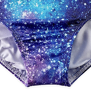 HOZIY Long Sleeve Gymnastics Leotards for Girls 7-8 Size 6-7 Year Old Blue Purple Galaxy Dance Clothes Tumbling Outfits Unitard Sparkle Kids Bodysuit Outfits Sleeved