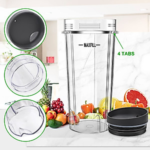 3 Pack Small 16oz Cup with Lids Magic Bulle Replacement Part Cup Mug with lids Compatible with 250w MB1001 Magic Bullet Mugs & Cups Blender Juicer Mixer