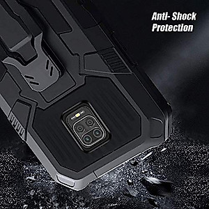 vvoo for Xiaomi Redmi Note 9s/9 Pro Case,with [2 Pack] Tempered Glass Screen Protector Military Grade Hybrid Heavy Duty Protection Built-in Fold Kickstand for Xiaomi Redmi Note 9s/ 9 Pro Case -Black