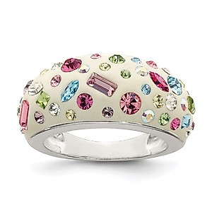 Sterling Silver Stellux Crystal Multi-Color White Ring style QR4180-6