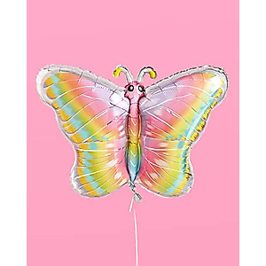 xo, Fetti Rainbow Butterfly Foil Balloon - 35", 1 pc | Pastel Garden Birthday Party Decorations, Kids Picnic Party, Bridal Shower, Baby Shower, Bachelorette, Fun Photo Booth