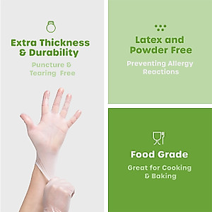 Comfy Package [200 Count] Clear Powder Free Vinyl Disposable Plastic Gloves - Large