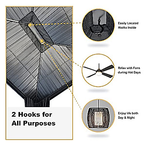 WeYard Hardtop Gazebo for Patios, Portofino 12’x16’, Permanent Alum-Frame & Steel-Structure Pergola, for Outdoor Relax/Grill/BBQ, with All-Sides Nettings, Curtains…