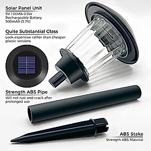 Large Solar Pathway Lights Outdoor Waterproof – 4 Pack Heavy Duty LED High Lumen Warm White Pathway Lights Solar Powered | Big Solar Path Lights Outdoor | Backyard Garden Lawn Landscape - Glass Black