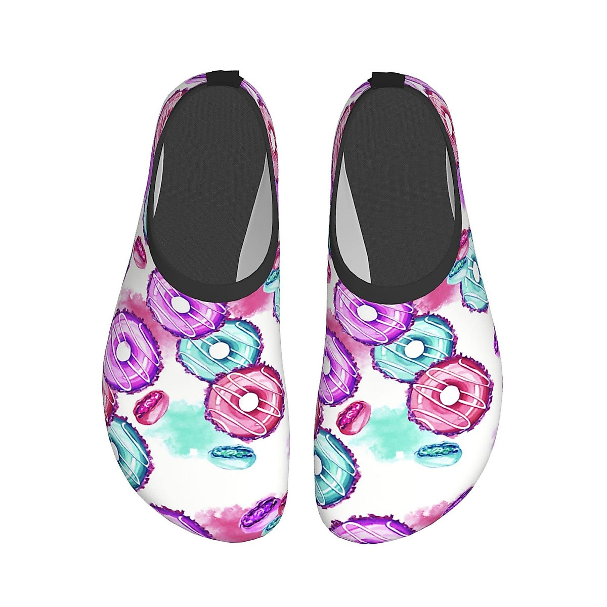 Donut Macarons Water Shoes for Men Women Aqua Socks Barefoot Quick-Dry Beach Swimming Shoes for Yoga Pool Exercise Swim Surf