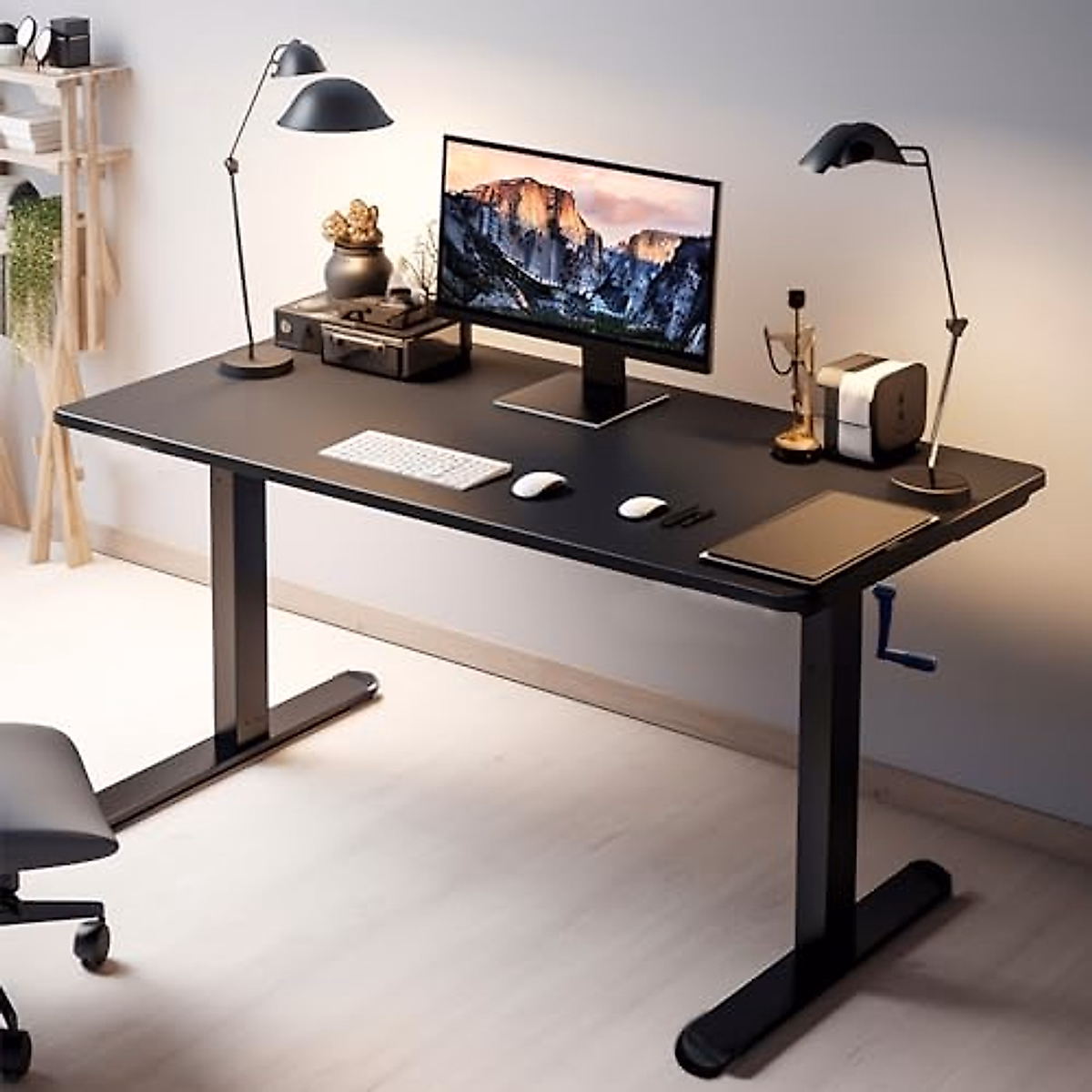 QLLY Height Adjustable Standing Desk 47 Inch/120cm, Sturdy Working Writing Table for Home Office Workstation, Black