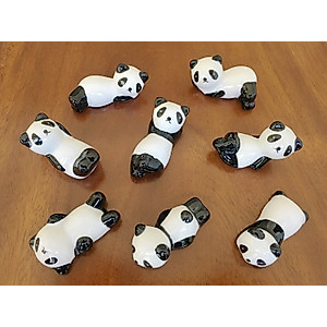 MIUFA Ceramic Cute Panda Chopsticks Rest Stand Holder for Chopsticks, Forks, Spoons, Pen,Gift for Boys Girls (Set of 8pcs)