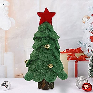 Felts Christmas Tree Desktop Christmas Tree with Bells Red Faux Christmas Tree Small Desktop Decoration and Ornament