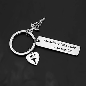 FOTAP Medical Lab Technician Gift MLT Keychain Medical Jewelry for MLT Graduation Gift Medical Technician, Scientist, Laboratory Gift (MLT KEY)