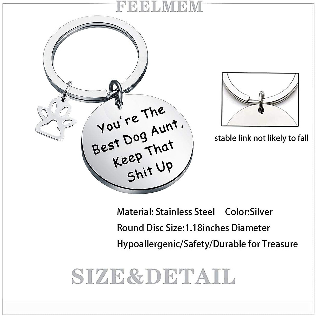 FEELMEM Auntie Gift Dog Aunt Gift You're The Best Dog Aunt Keep That Shit Up Keychain Dog Mom and Aunt Life Gift for Special Aunt Sister Gift (best dog aunt)