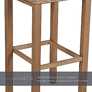 Grand patio 2 Piece Outdoor Tropical Paradise Tiki Bars Stools, Phuket Islander Tiki Bar 2 Stools for Garden Patio, Natural