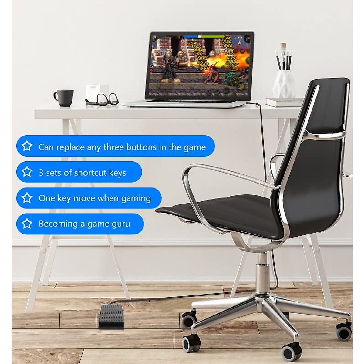 iKKEGOL Upgraded USB Foot Switch Single Pedal Mechanical Control Footswitch Map Mouse Keyboard Hotkey Combination Key press Simulator Program Page Turner Game Transcription HID