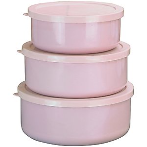 Reston Lloyd Calypso Basics Storage 6 Piece Enamel on Steel Bowl Set, Small, Pink