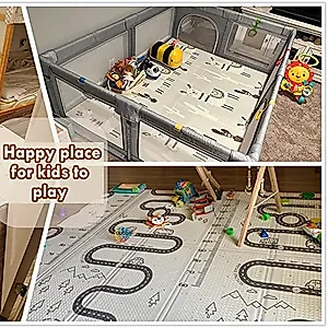 Baby Play Mat Palymat Foldable LXIAOY Extra Large Crawling Pad Reversible Portable for Outdoor and Travel (Gray)