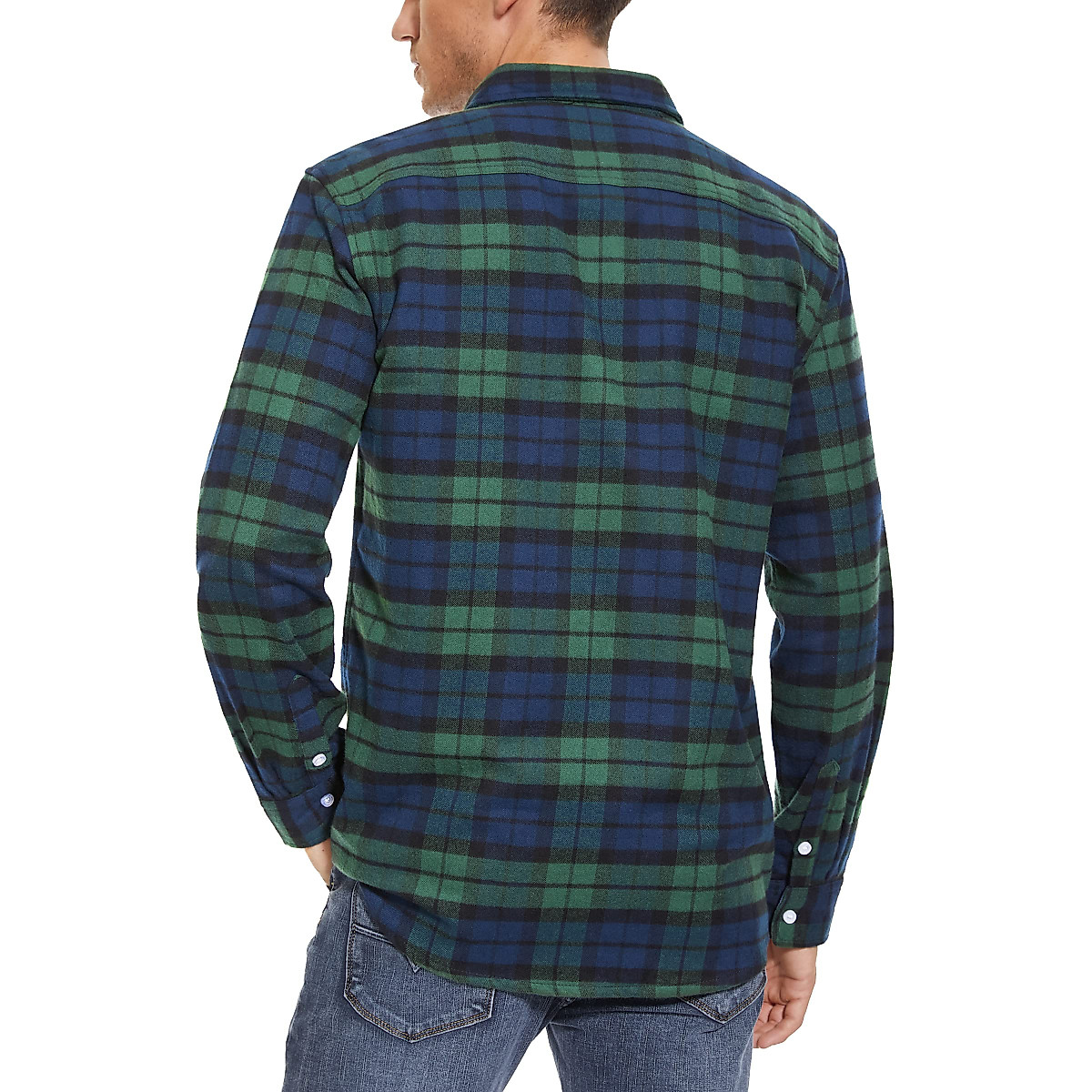 MAGCOMSEN Men's Long Sleeve Shirt Button Up Flannel Plaid Shirts Casual Work Shirts Spring Fall Shirts Green,2XL