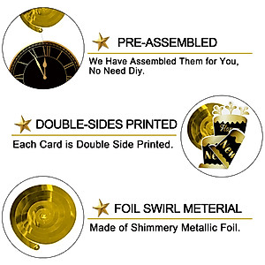 Tifeson 36 Pcs Happy New Year Decorations Hanging Swirls - Happy New Year Decorations 2025 - New Year's Eve Party Decorations Supplies 2025 for Home Office Ceiling (Black and Gold)