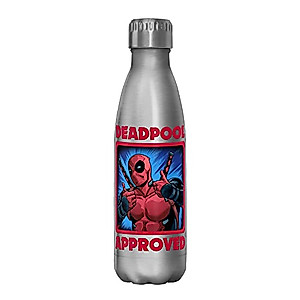 Marvel Deadpool Approved 17 oz Stainless Steel Water Bottle, 17 Ounce, Multicolored