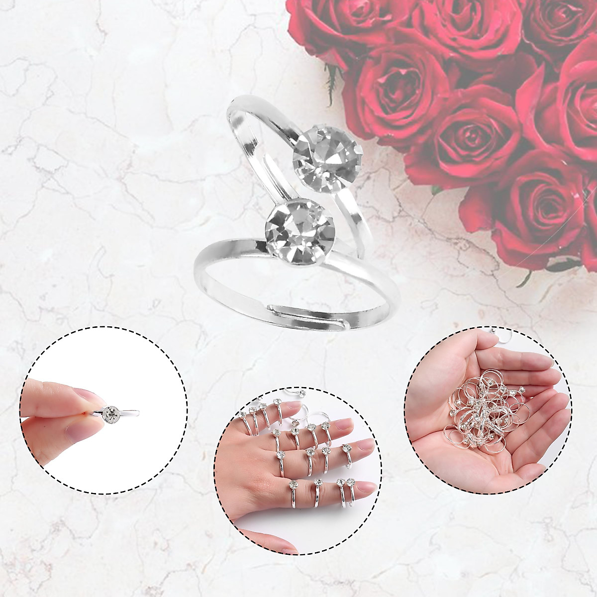 Cream Roses Bridal Shower Ring Game, Put a Ring On It Bridal Shower Game with 50 Fake Rings, Bridal Shower Decorations, Wedding Game, Bachelorette Hens Party Game for Guests - BX03