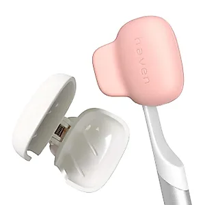 Haven Toothbrush Cover - Fits Electronic and Manual Toothbrushes - Toothbrush Case Holder for Travel - Set of Two Tooth Brush Cap Protectors (White and Coral)