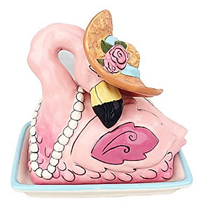 Blue Sky Ceramic Flamingo Butter Dish, Multicolor