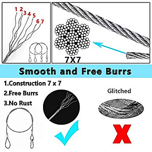 Lsqurel 5 Pack Stage Light Safety Cable Stainless Steel Security Wire for Lighting, Luggage, Garage Goor, Camera