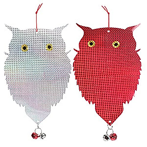 Yardwe 2PCS Plastic Owls Hanging Owl Deterrent Bird Device Garden Hanging Owl Decor for Woodpecker Garden Yard Courtyard