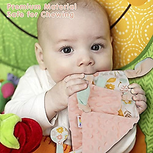 Dr.Rapeti Tag Security Blanket for Baby Infant Toddler Kid 10x10inches Washable Sensory Toy Lovey Appease Blanket (Flower)