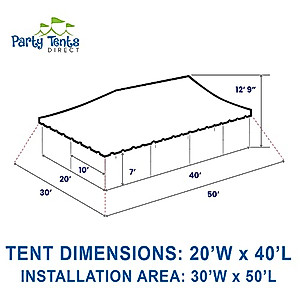 Party Tents Direct 20'x40' Canopy Tent, Weekender Canopy Pole Tent, Easy Up with Heavy Duty PVC White Top, 160 Person Capacity, Outdoor Canopies, Tents for Parties, Weddings & Events