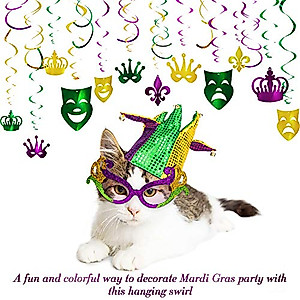 28 Pieces Mardi Gras Party Hanging Swirls Foil Swirl Ceiling Decoration Mardi Gras Hanging Decoration Mardi Gras Party Supplies Fat Tuesday Party Decoration Swirls