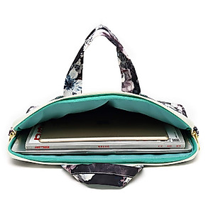 Canvaslove Small Chrysanthemum Water Resistant Light Weight Laptop Shoulder Messenger Bag for MacBook Air Pro 13 inch,MacBook 14 inch,Surface Laptop 13.5 inch and 13.3 Inch-14 inch Laptop