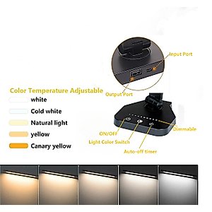 White crown LED Desk Lamp Dimmable Table Lamp Reading Lamp with USB Charging Port, 5 Lighting Modes, Sensitive Control, 30/60 Minutes Auto-Off Timer (Black)