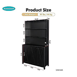 Kennkari Wine Bar Cabinet for Liquor and Glasses, Wine Storage Cabinet with Storage, Bars & Wine Cabinets, Tall Liquor Cabinet Bar for Home, Alcohol Cabinet Furniture (Black)