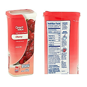 Great Value Drink Mix, Sugar Free, Fruit Punch, Cherry and Grape Bundle of 3 flavor Canisters. (Canister Designs May Vary)