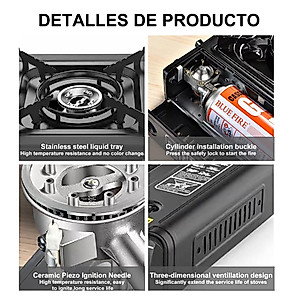 Portable Camping Stove, Propane and Butane Dual Fuel Camping Stove, Including Electronic Ignition, Brass Burner, Suitable for Camping and Hiking | Emergency Cooking Stove