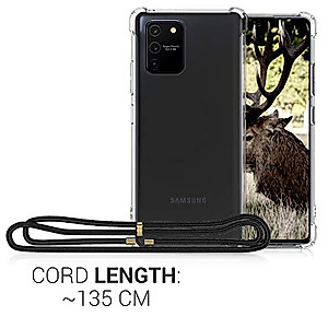 kwmobile Crossbody Case Compatible with Samsung Galaxy S10 Lite Case - Clear TPU Phone Cover w/Lanyard Cord Strap - Black/Transparent
