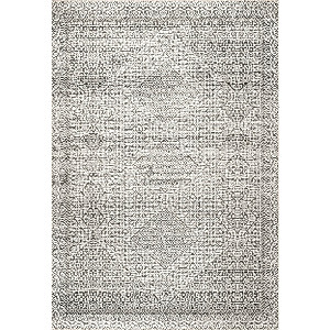 nuLOOM 6' x 9' SpinClean Machine Washable Stain-Resistant Area Rug with Non Slip Backing, Low Profile for Living Room, Bedroom, and Dining Room, Hart Grey