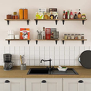 You Have Space Flota 17"x 4.5" Book Shelves, Floating Shelves for Living Room Decor, Bathroom Storage, Kitchen, Kids Room Natural Burned Set of 6