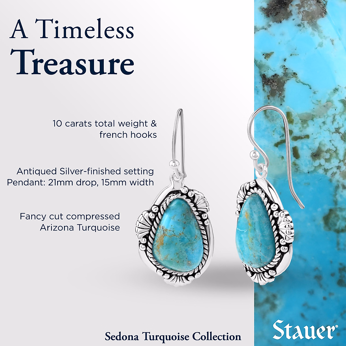 Stauer Sedona Turquoise Genuine Arizona Turquoise Jewelry Earring Set (Earrings)