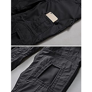 TRGPSG Mens Hiking Pants, Fleece Lined Snowboard Pants, Multi-Pocket Windproof Snow Ski Pants, Soft Shell Warm Winter Pants JRG3 Black 32